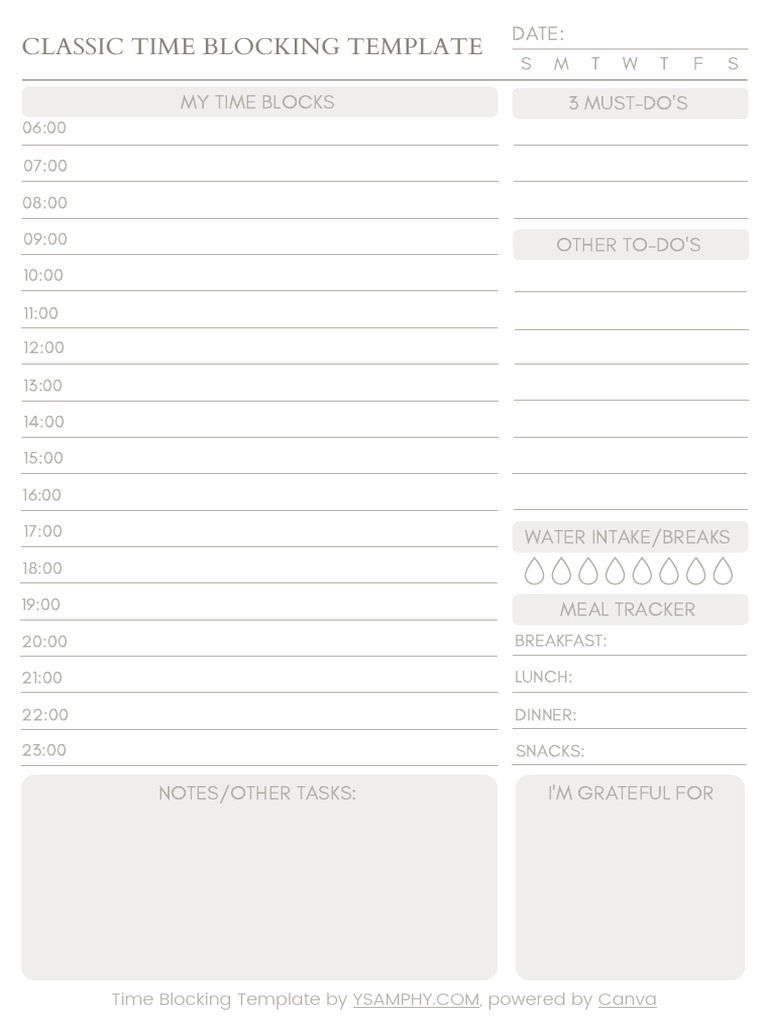 3 Classic Time Blocking Template PDF | PDF