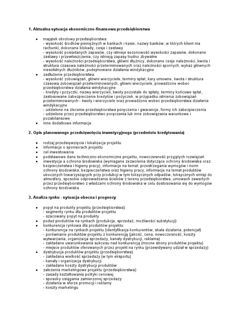 Elementy Biznesplanu | PDF