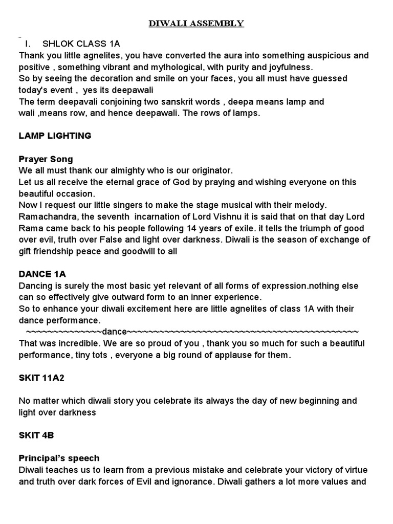 Diwali Assembly | PDF