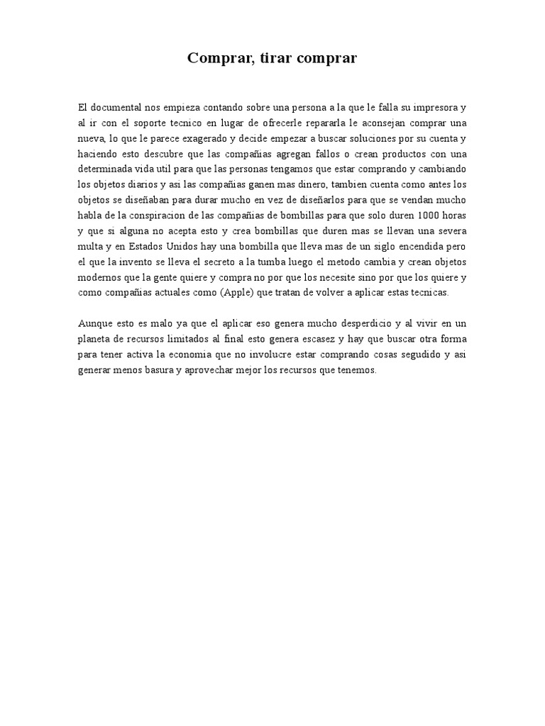 Comprar Tirar Comprar | PDF