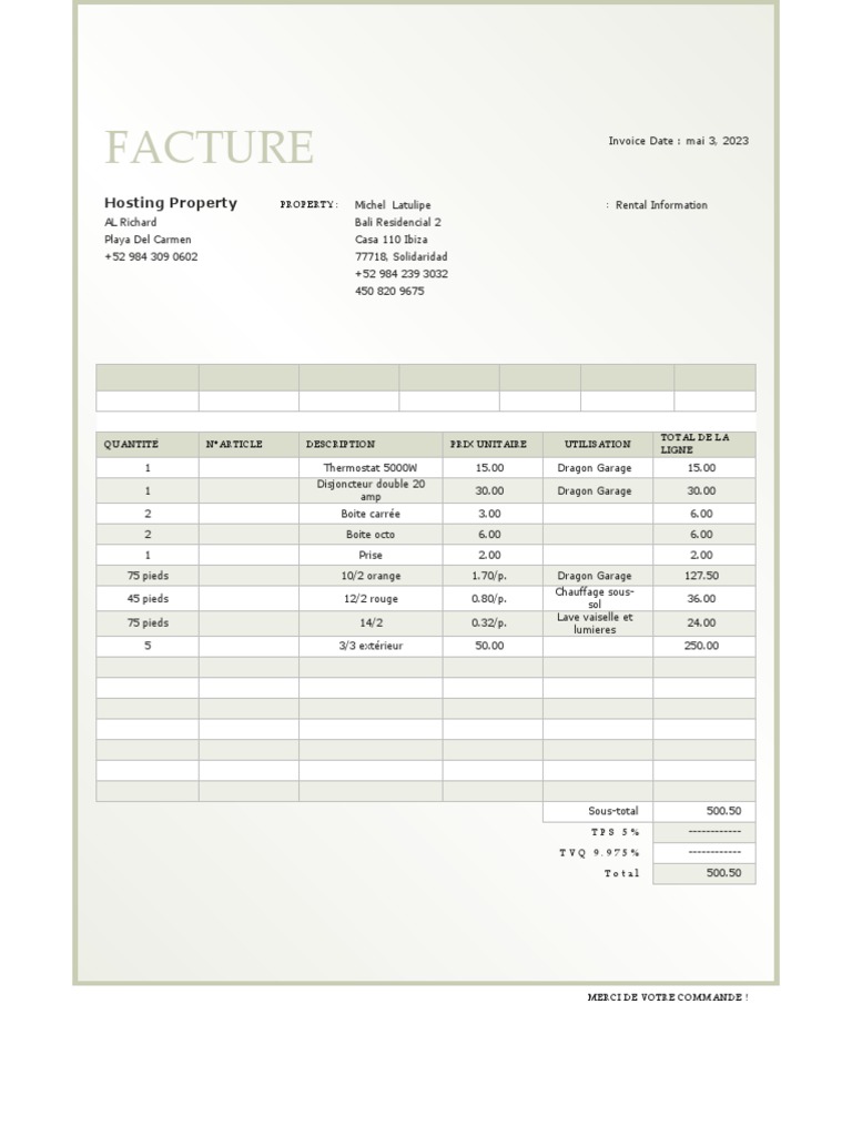 Hosting Property Invoice | PDF