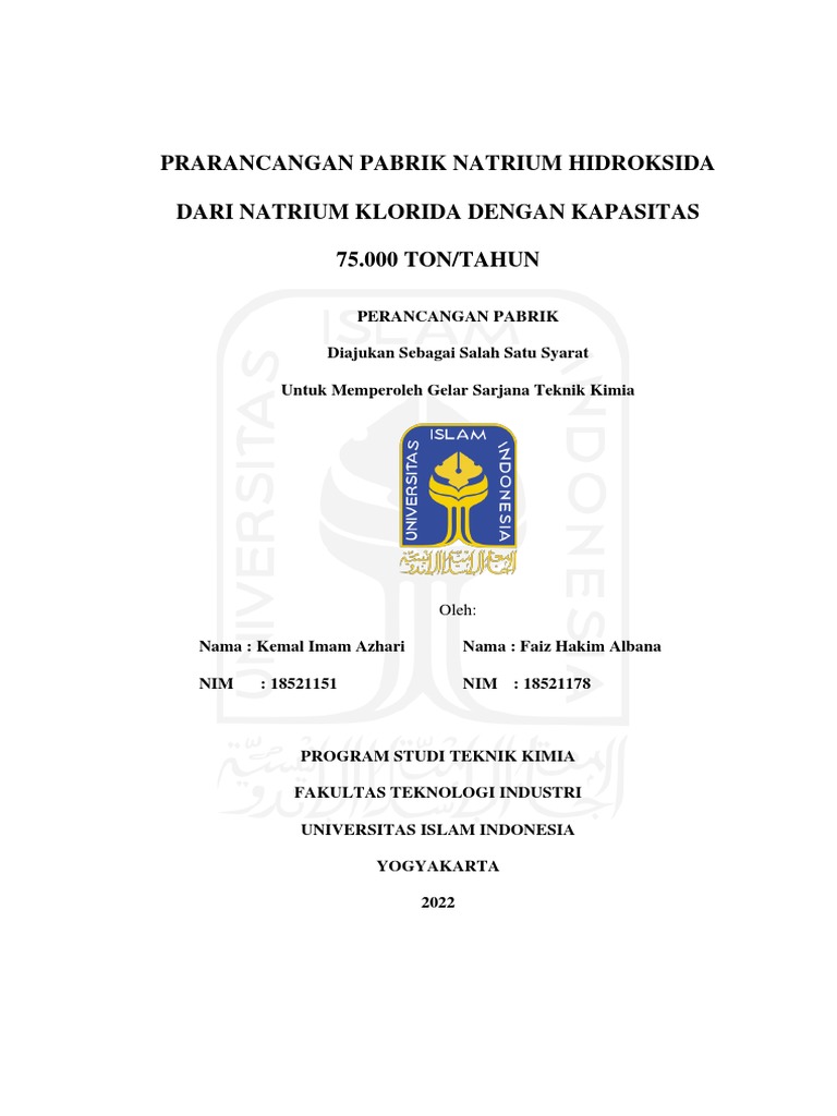Prarancangan Pabrik Natrium Hidroksida | PDF
