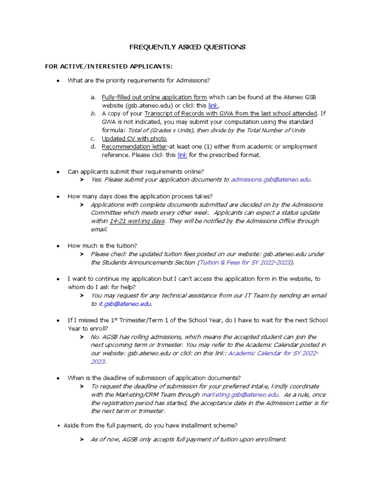 MBA FAQs - Final | PDF | Travel Visa | Passport