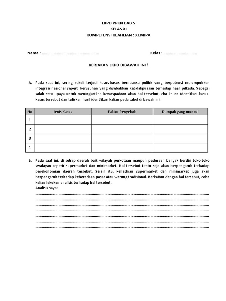 LKPD PPKN Kelas XI: Bab 5 Analisis Kasus | PDF | Pengelolaan Keuangan ...
