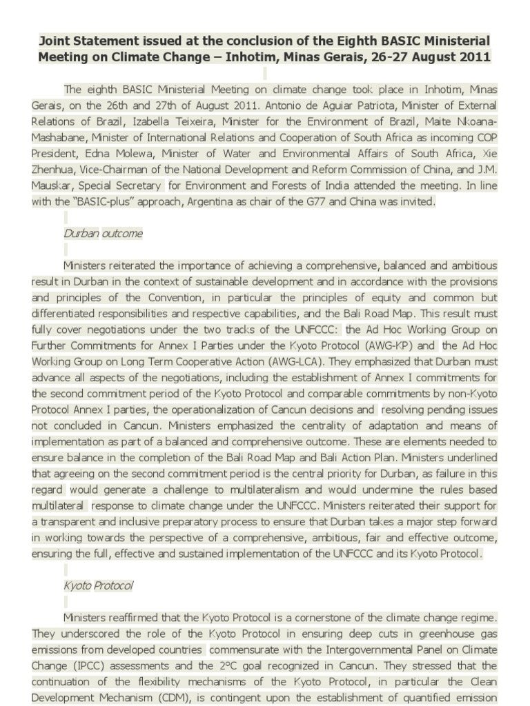 Basic 28 09 2011 | Download Free PDF | United Nations Framework Convention On Climate Change ...