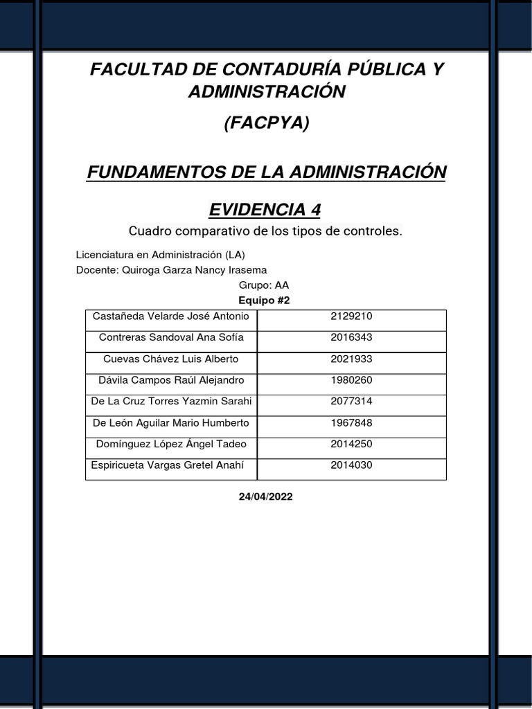 Pizza Hut E4. Cuadro Comparativo de Los Tipos de Controles | PDF