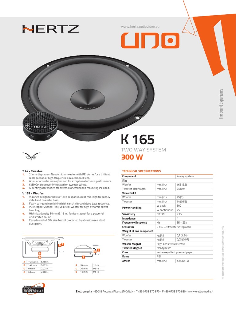 HERTZ UNO K165 Tech Sheet 16C | PDF | Electronics | Electrical Engineering