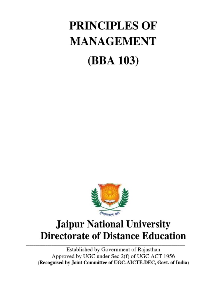 BBA - JNU - 103 Principles of Management PDF | PDF | Cost Of Living ...