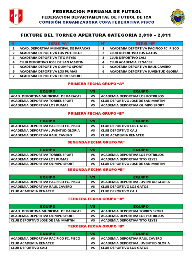 Fixture 2,023 PDF | PDF | Clubes deportivos | Asociación de equipos de ...
