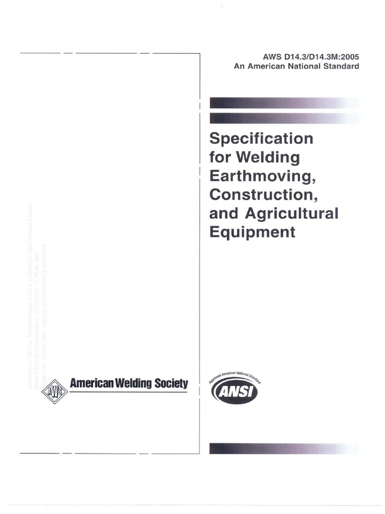 Norma AWS D14-3 D14-3M 2005 Specification For Welding, Earthmoving ...