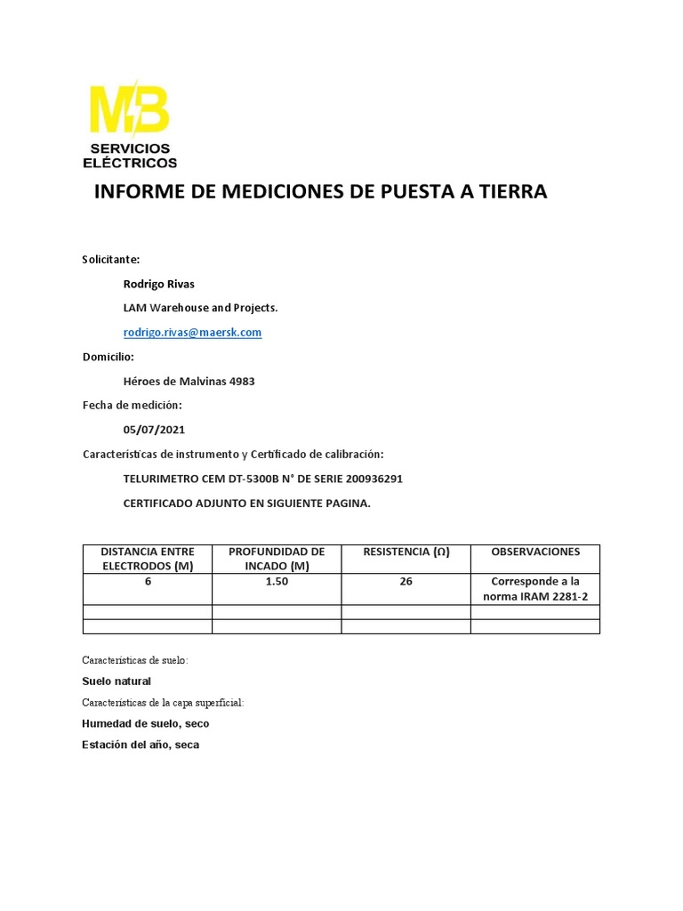Informe de Medicion Pat | PDF