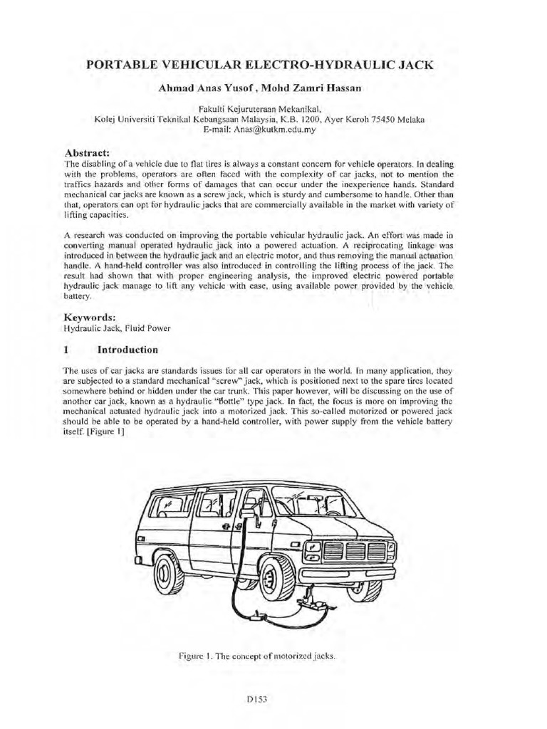 Portable Vehicular Electro-Hydraulic Jack | PDF