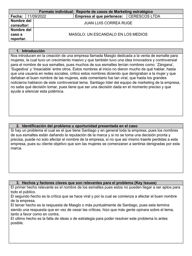 Reporte MASGLO | PDF | Marketing | Marca
