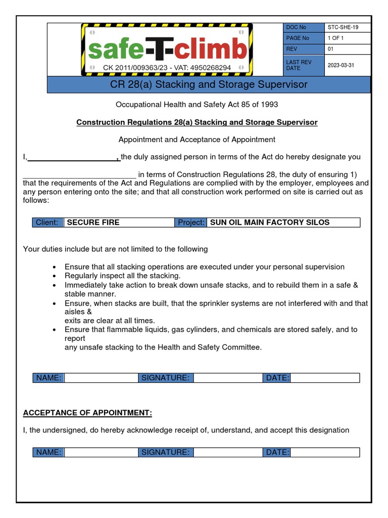 CR 28 Stacking Supervisor Appointment | PDF