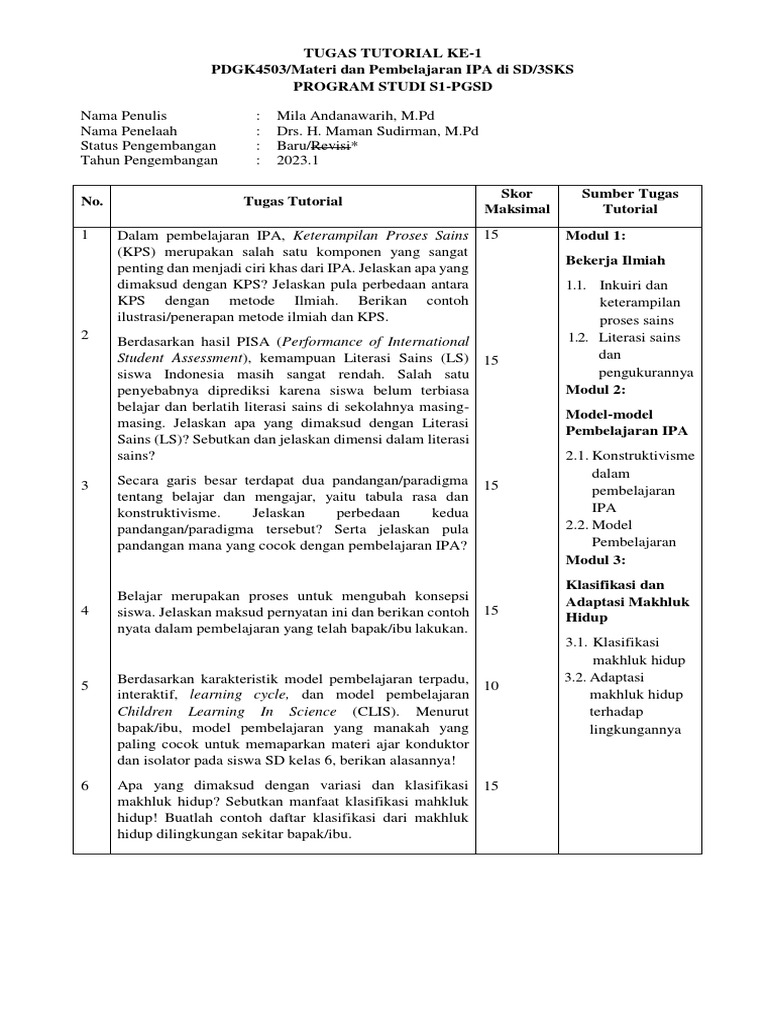 TT1 PDGK4503 PDF | PDF | Karier & Perkembangan | Seni & Disiplin Bahasa