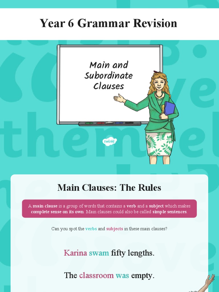 Year 6 Grammar Quick Quiz Main and Subordinate Clauses | PDF | Clause ...