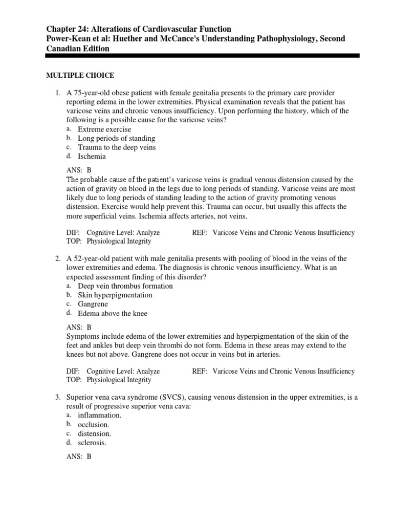 Cardiovascular Alterations MCQ | PDF | Coronary Artery Disease | Heart Failure