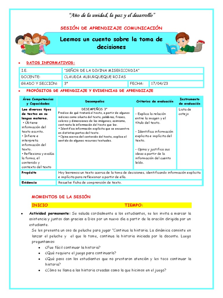 3° SES COMU LEEMOS UN CUENTO SOBRE LA TOMA DE DECISIONES | PDF