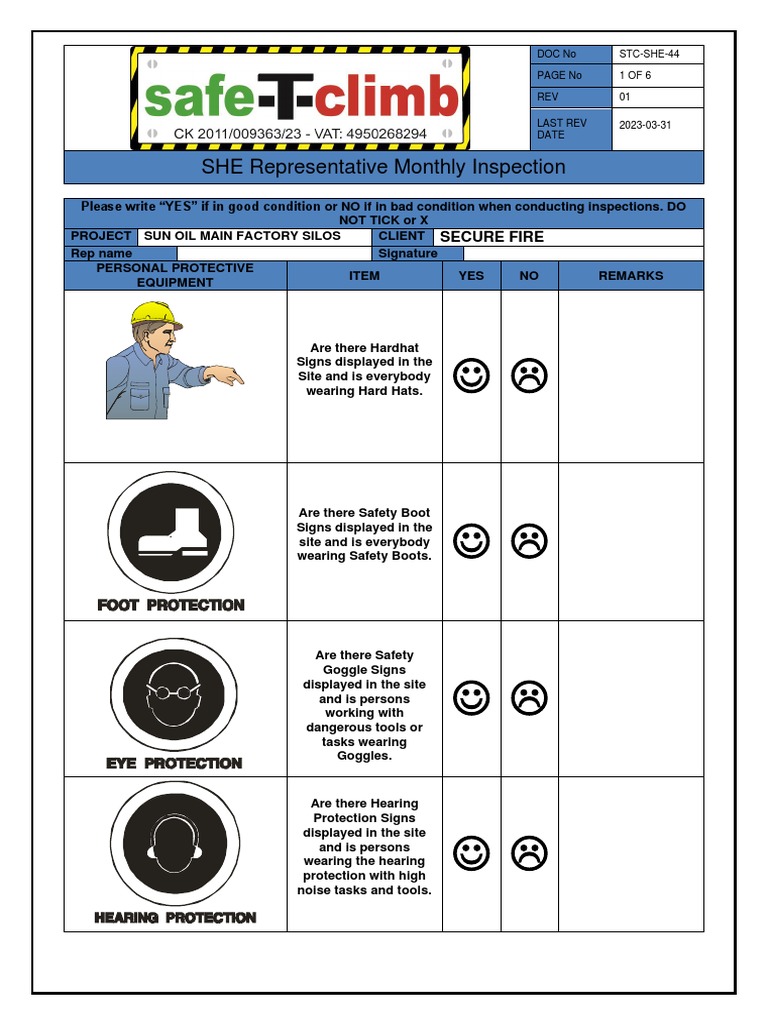 Monthly Safety Inspection Checklist | PDF | Safety | Occupational ...