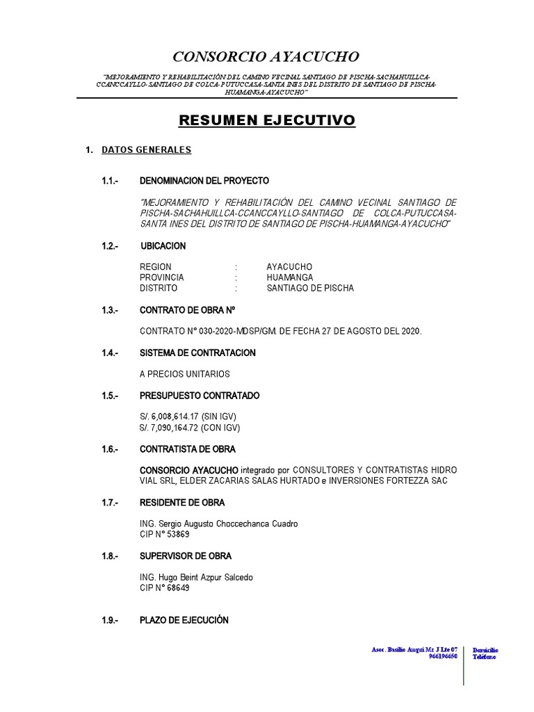 Resumen Ejecutivo Val 01 | PDF | Topografía | Santiago