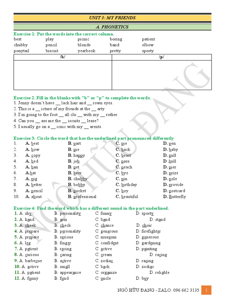 Phonetics and Vocabulary Exercises | PDF | Language Arts & Discipline