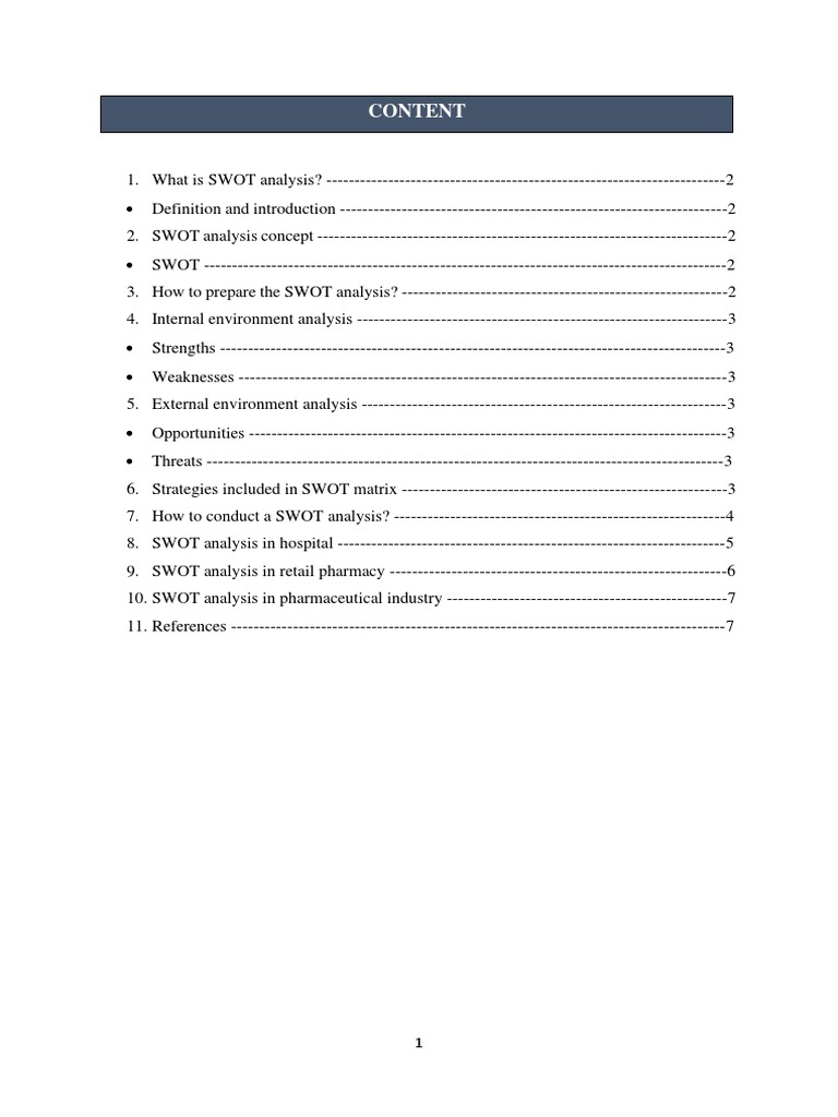 Swot Analysis | PDF | Swot Analysis | Pharmacy