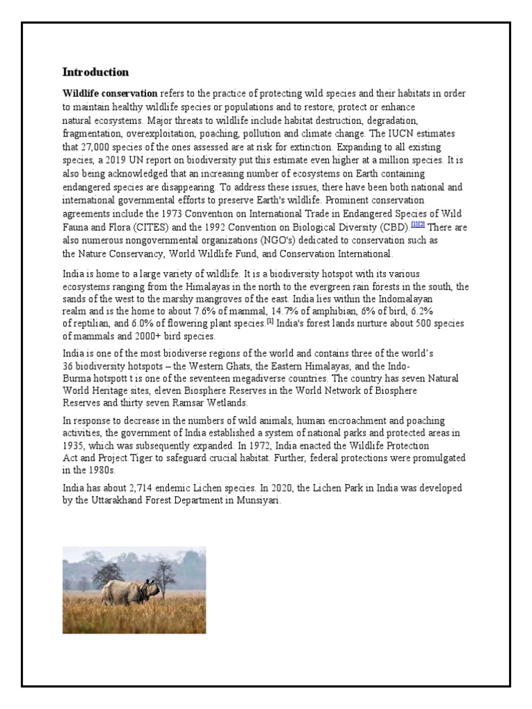 Wildlife Conservation Efforts in India: An Analysis of the Legal ...