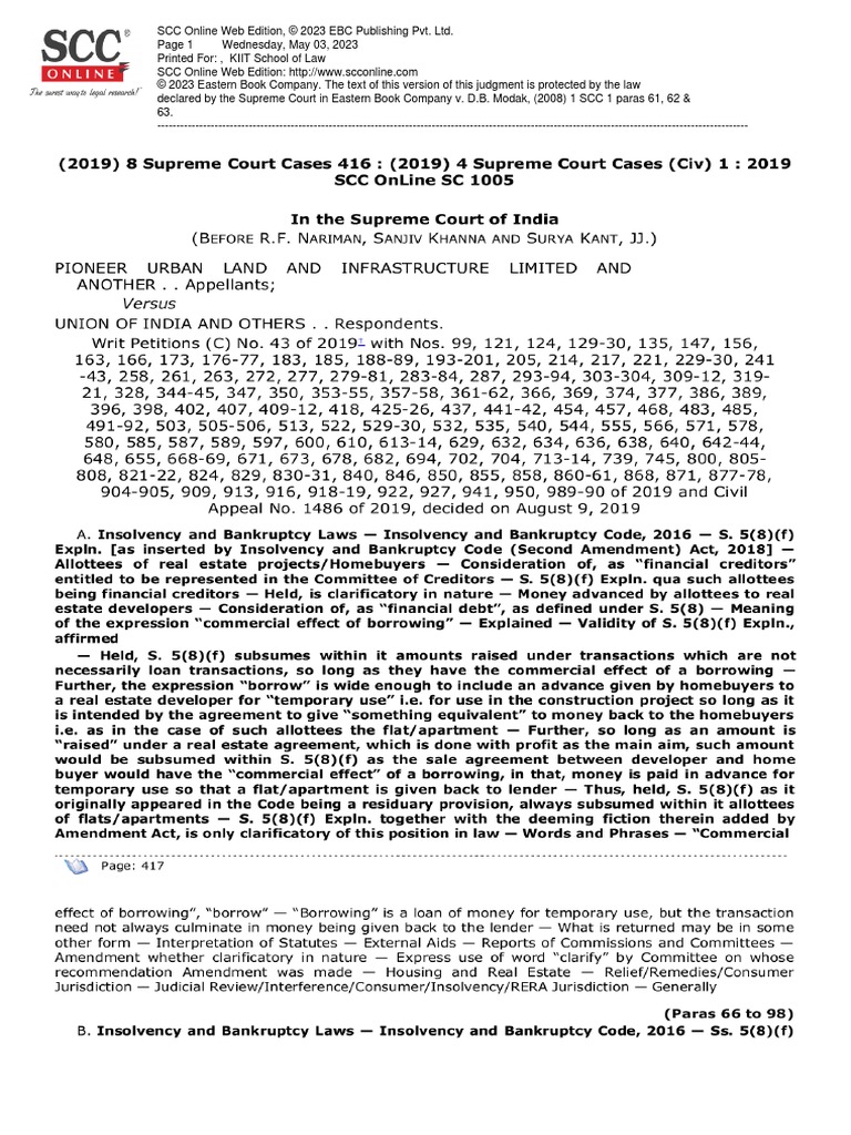 J 2019 8 SCC 416 2019 4 SCC Civ 1 2019 SCC OnLine 1783104 Klsacin ...