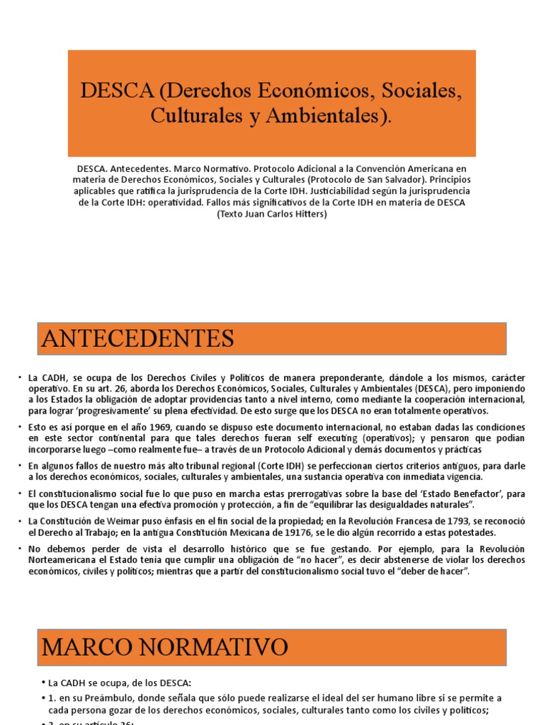 14 DESCA (Derechos Económicos, Sociales, Culturales.pptx | PDF ...