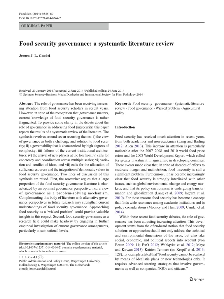 Candel, 2014 | PDF | Governance | Food Security