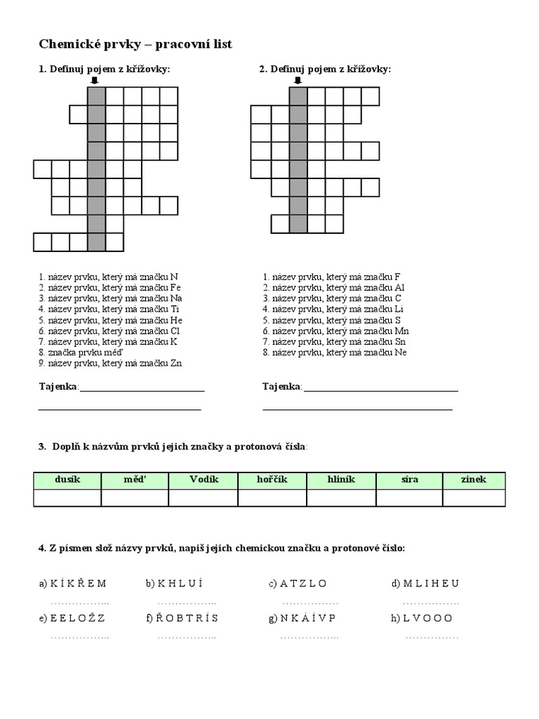 Chemicke-Prvky - Procvicovani 2 | PDF