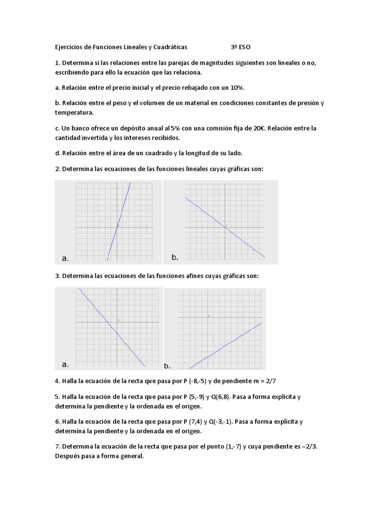 Funciones Lineales y Cuadraticas | PDF