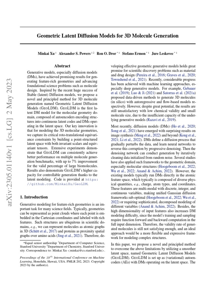 Geometric Latent Diffusion Model | PDF | Molecules | Data Compression
