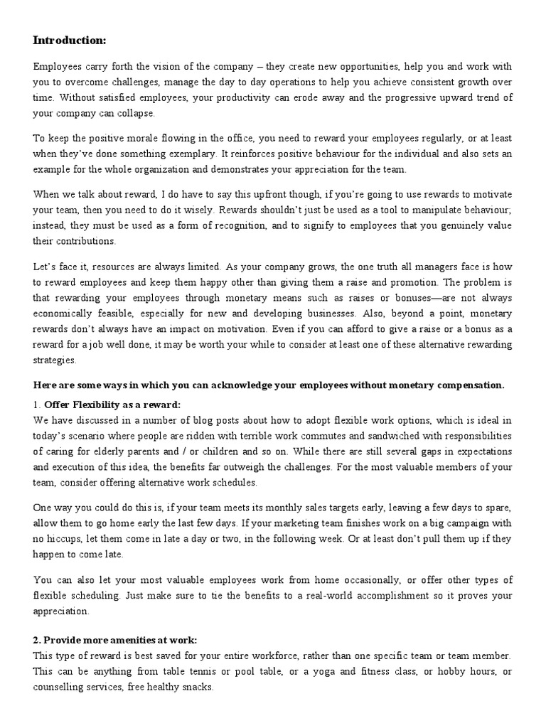 Alternative Reward System | PDF | Employment | Salary