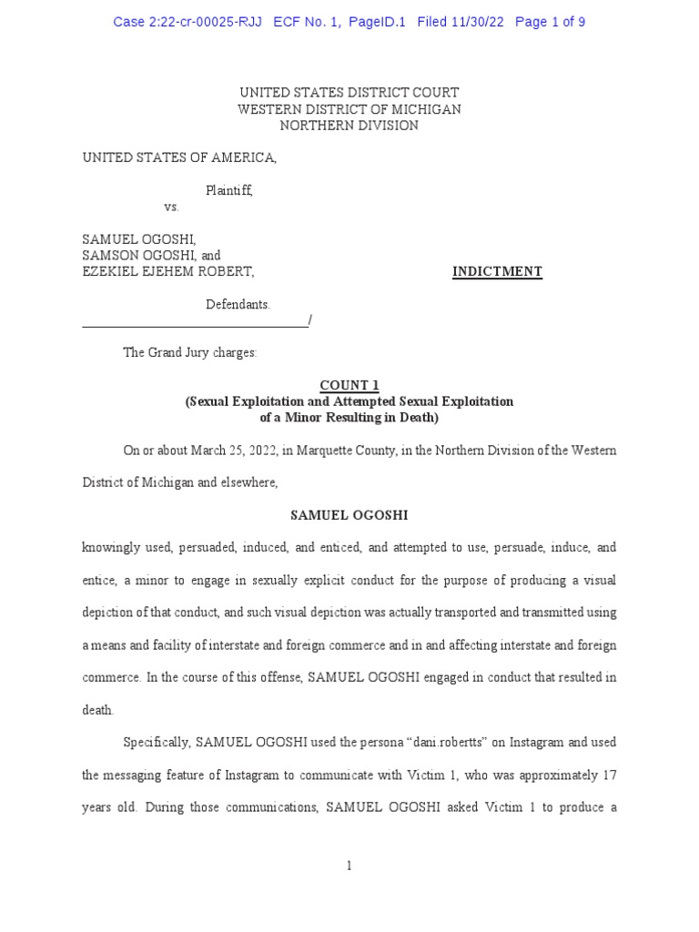 United States of America Vs Samual Ogoshi, Samson Ogoshi, and Ezekiel ...