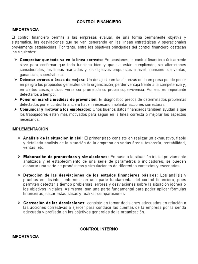 Control Financiero y Gestión Empresarial | PDF | Información | Calidad ...