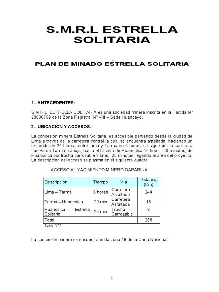 Plan de Minado Estrella Solitaria | PDF | Olas | Gases