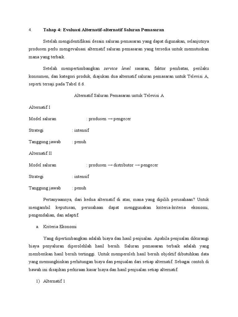Evaluating Marketing Channel Alternatives | PDF