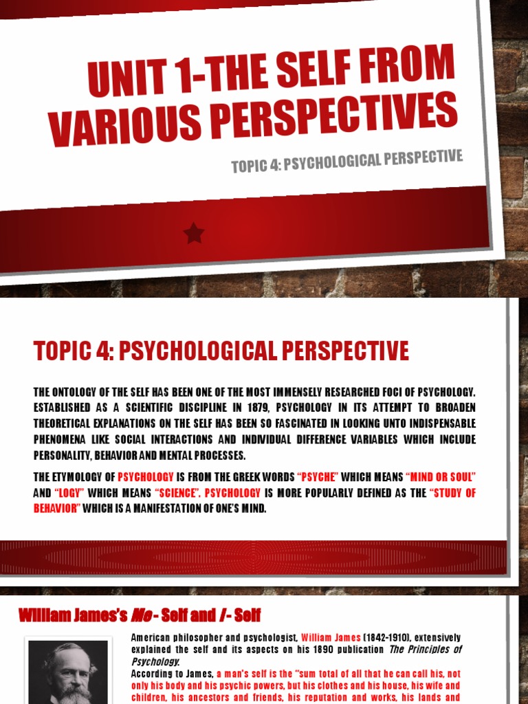 TOPIC 4 PSYCHOLOGICAL PERSPECTIVE With Explanation | PDF