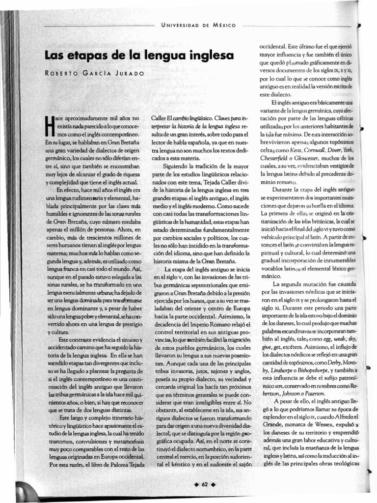 Etapas de la lengua inglesa | PDF | Viajes y turismo | Estudios de ...
