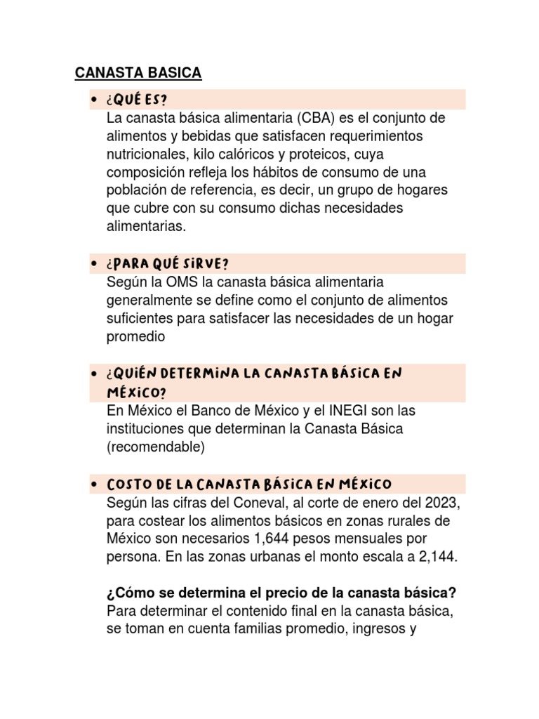 Canasta Basica | PDF