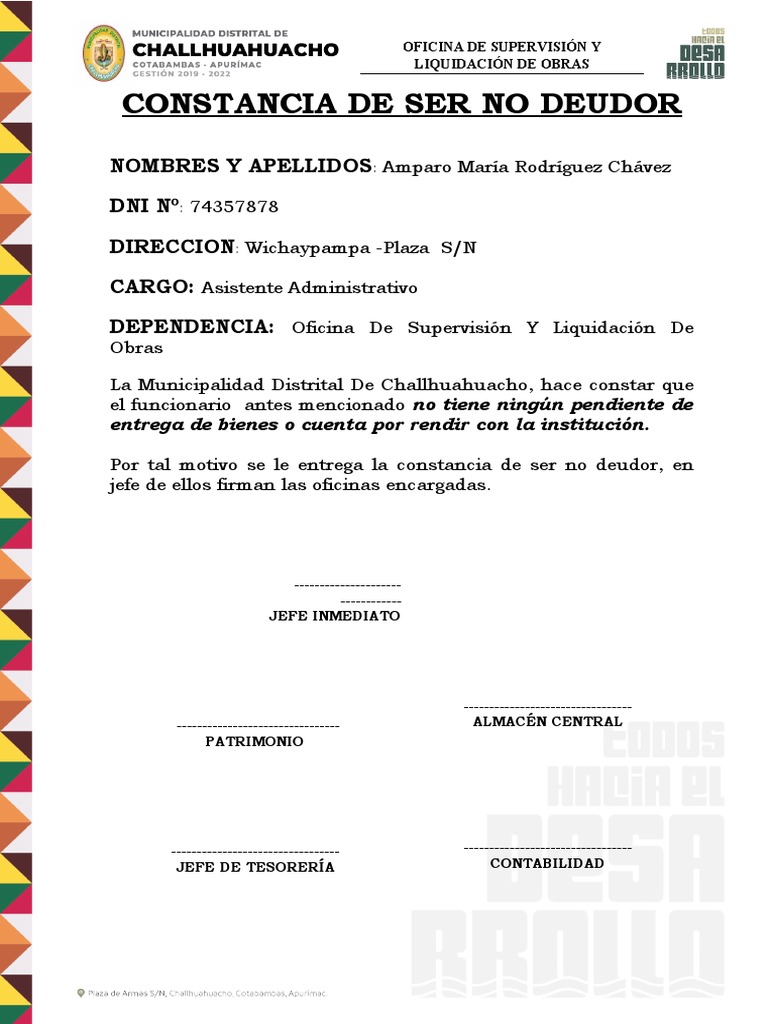 Constancia de No Deudor | PDF