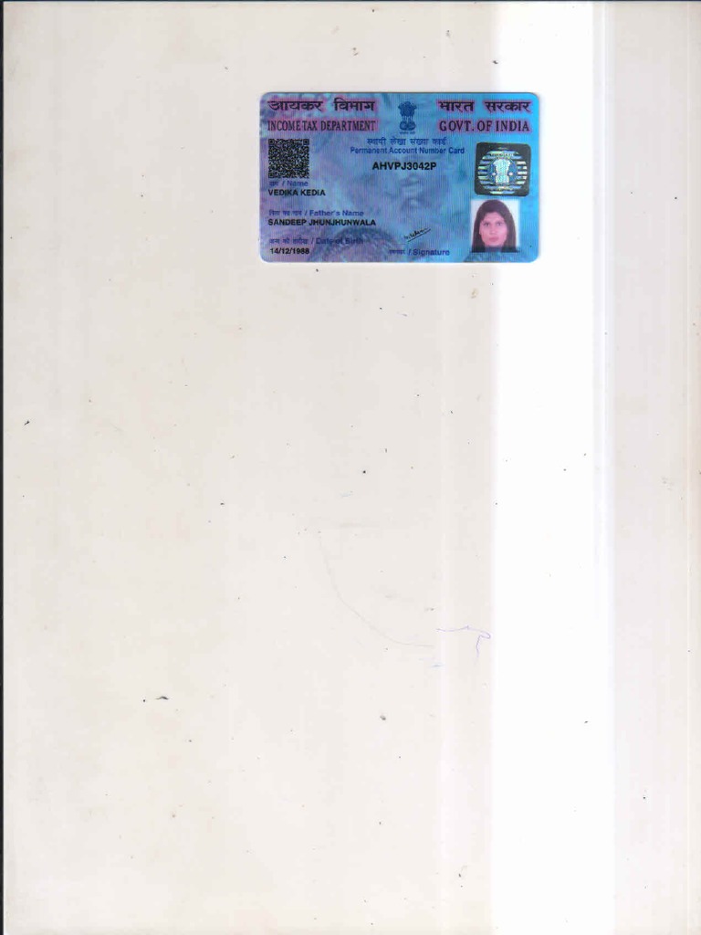 Vedika Kedia-Pan Card PDF | PDF