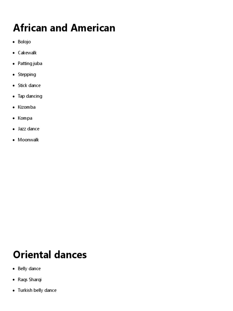 List of Dance Styles - Wikiwand PDF | PDF | Dances | Partner Dance