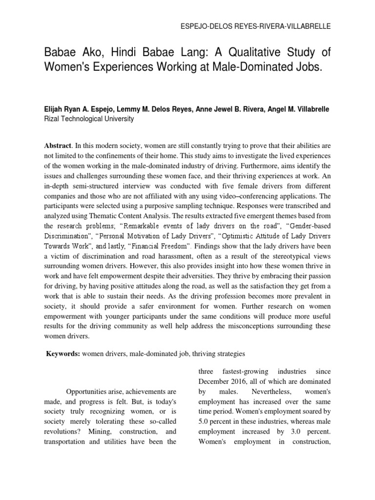Women Thriving in Male-Dominated Jobs | PDF