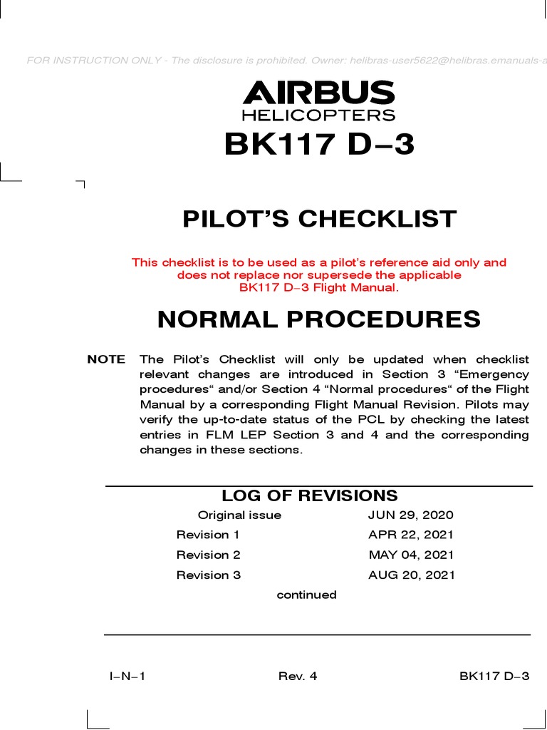 Checklist EC145 PDF | PDF | Cockpit | Door