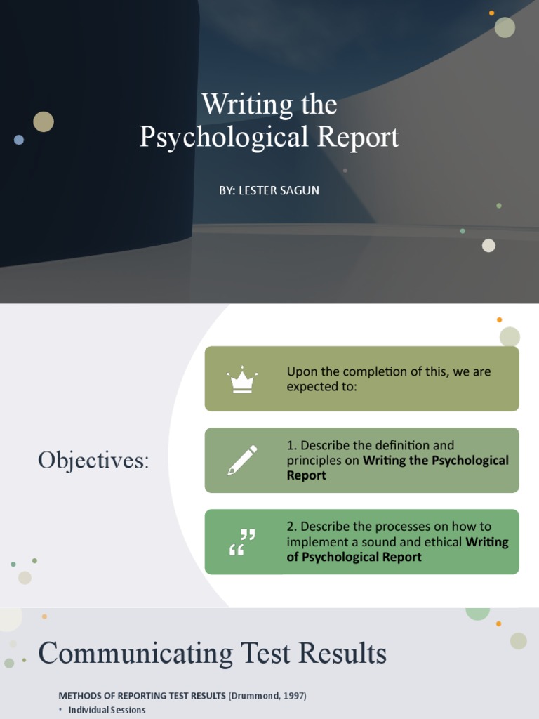 Writing The Psychological Report (FINISHED) | PDF | Psychology ...