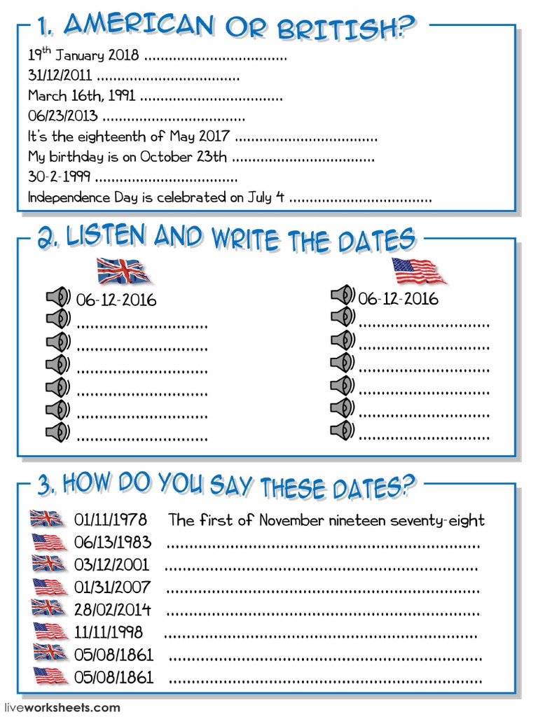 Dates Worksheet | PDF