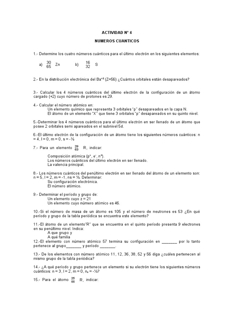 Práctica Calificada #4 | PDF | Tabla periódica | Electrón