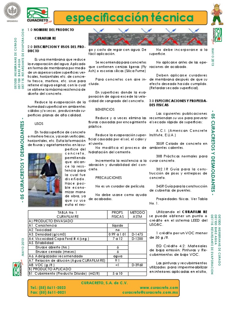 Curacreto Base Agua | PDF | Hormigón | Agua